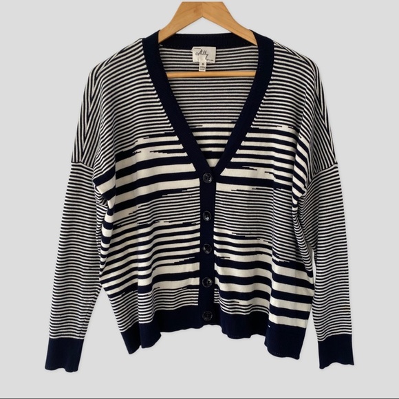 Milly | Sweaters | Milly Striped Boxy Button Cardigan Sweater M 295 ...